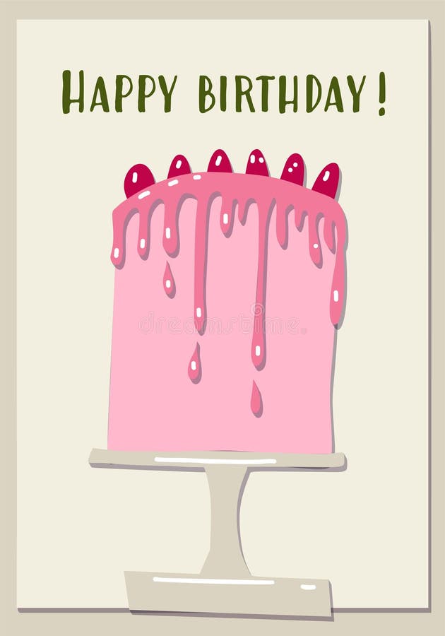 Birthday Card with Strawberry Cake. Paper Application Stock Vector ...