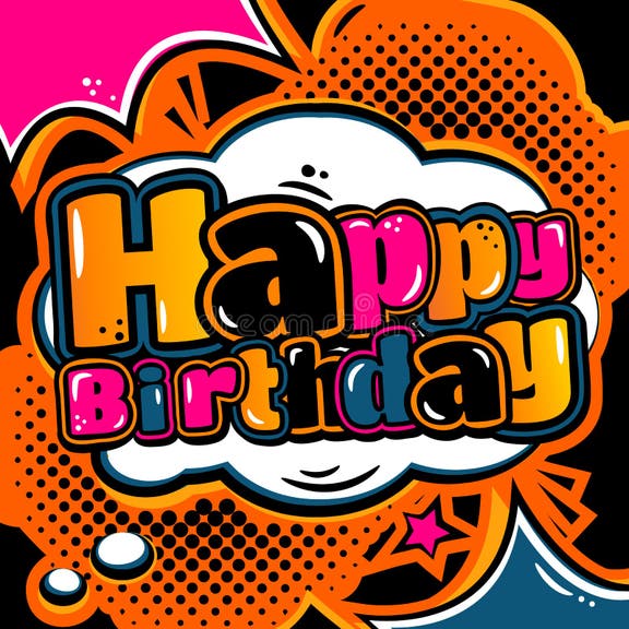 Birthday Card in Style Comic Book and Speech Bubble. Vector. Stock ...