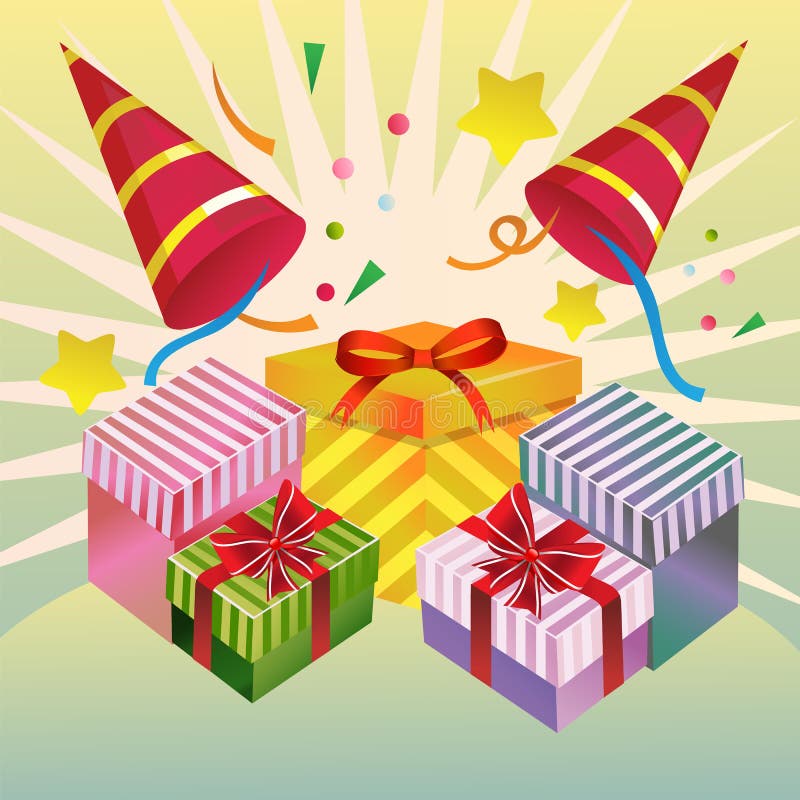Birthday Card Theme with Gift Box Stock Vector - Illustration of party ...