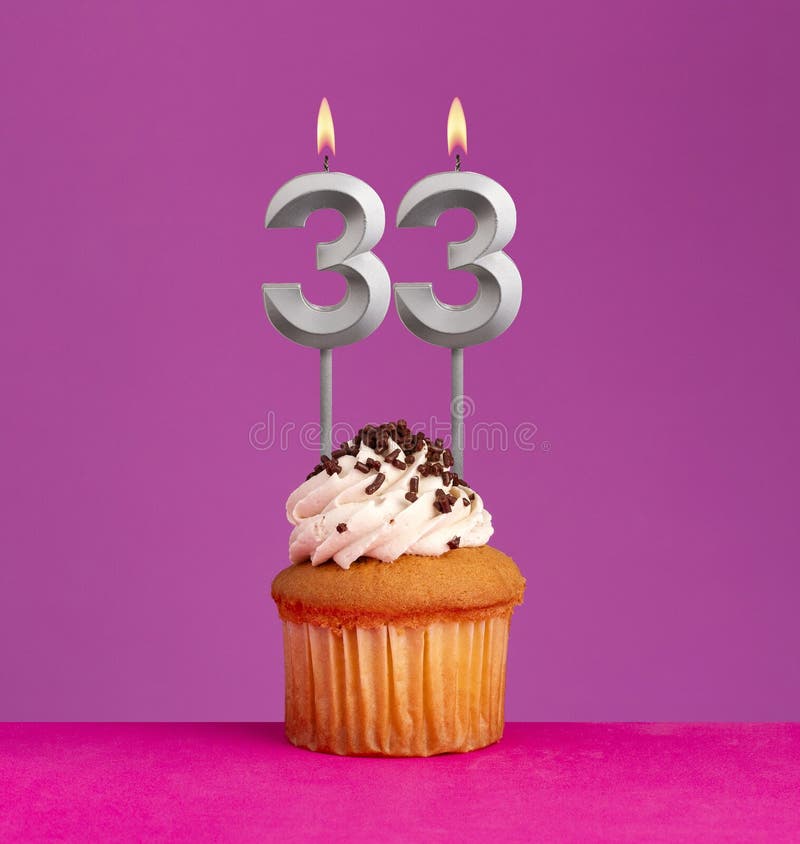 Birthday Card on Violet Background - Candle Number 33 Stock ...