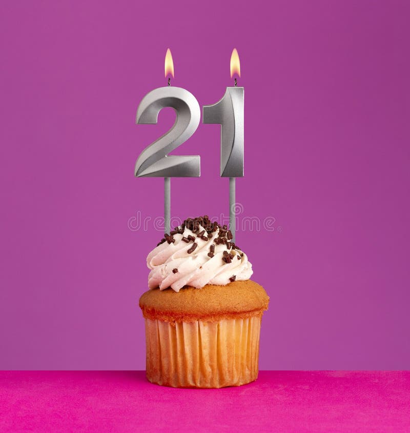 Birthday Card Violet Background Candle Number 21 Stock Photos - Free ...