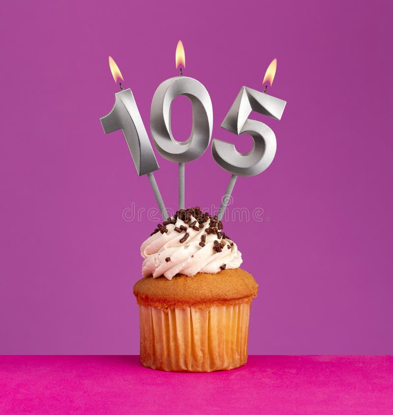 Birthday Card Violet Background Candle Number 105 Stock Photos - Free ...