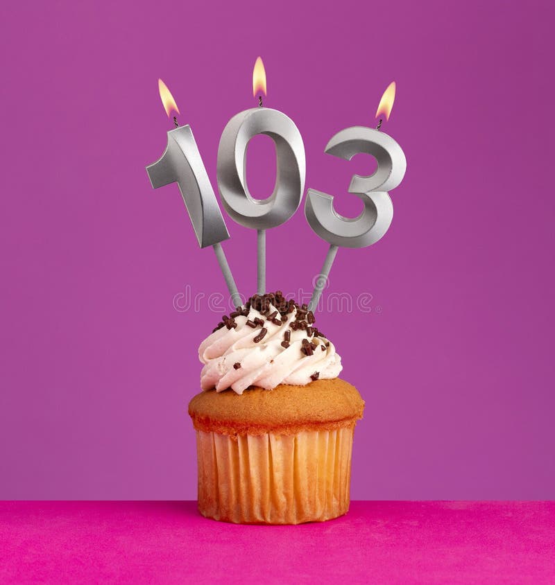 Birthday Card Violet Background Candle Number 103 Stock Photos - Free ...