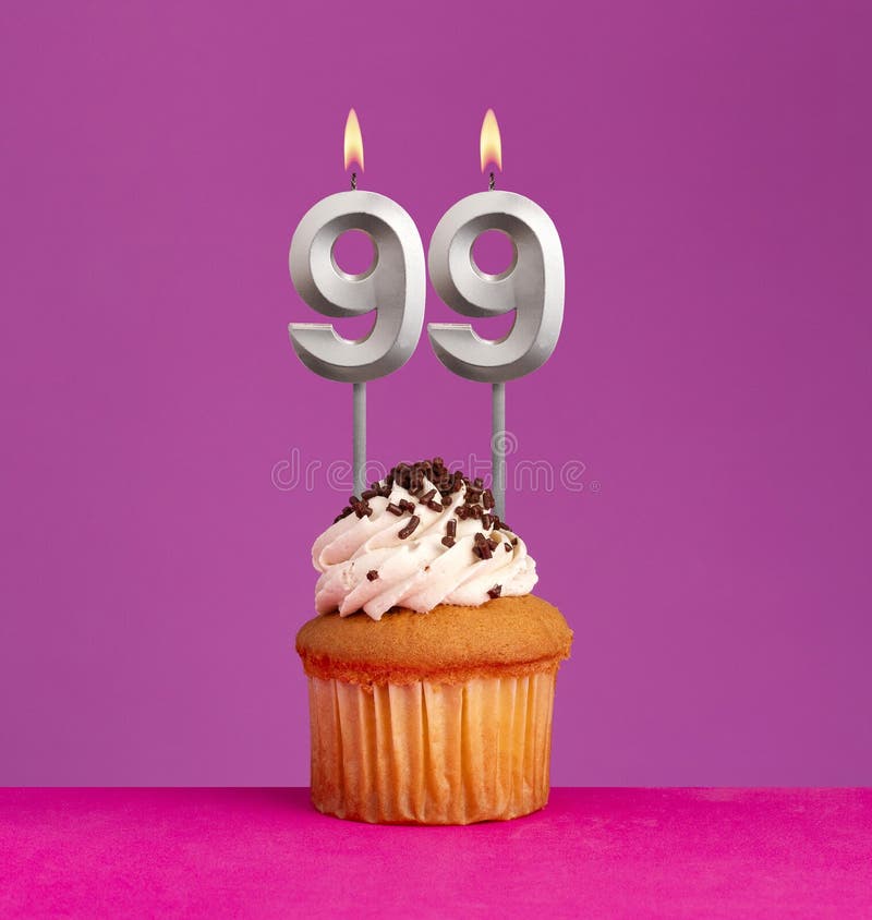 Birthday Card Violet Background Candle Number 99 Stock Photos - Free ...