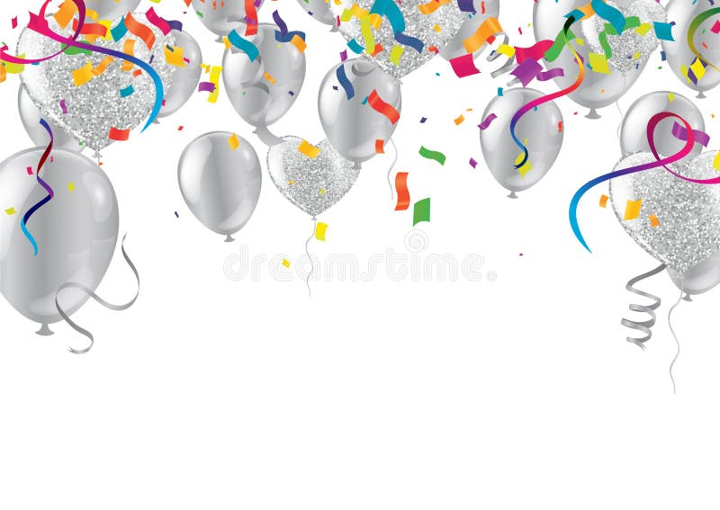 Birthday and Celebration Banner Balloons Silver Color Stock Vector ...