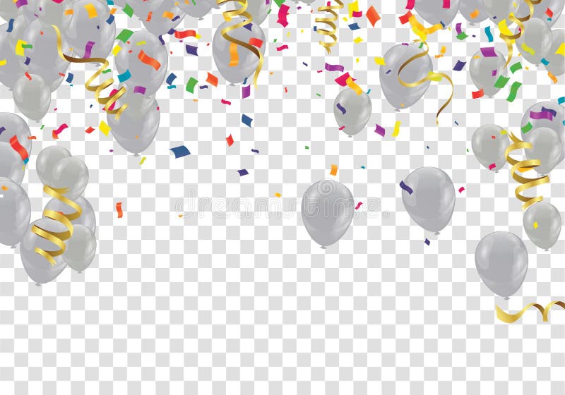 Birthday and Celebration Banner Balloons Silver Color Stock Vector ...