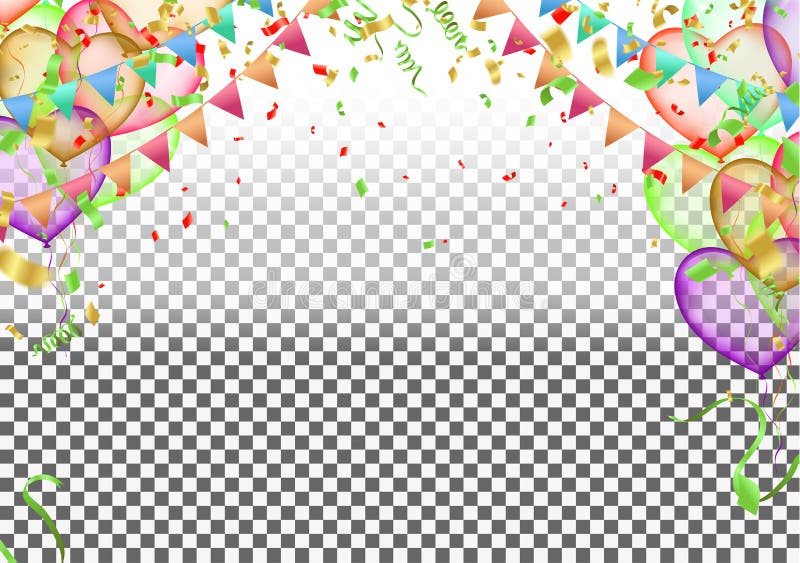 Celebration Banner with Red Gold Confetti and Balloons Vector Il Stock ...