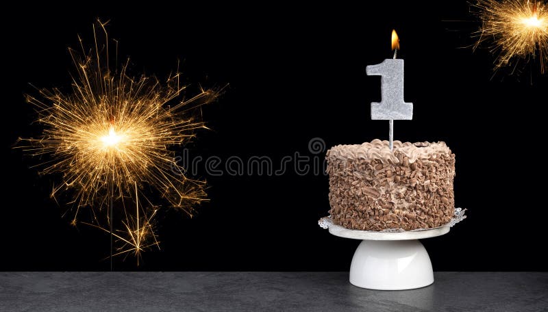 Birthday Celebration with Cake and Candle Number 1 Stock Photo - Image ...