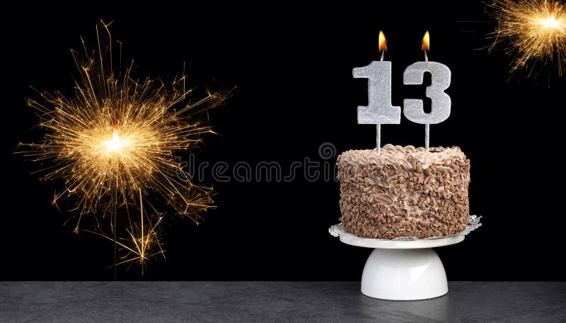 Birthday Celebration with Cake and Candle Number 13 Stock Photo - Image ...