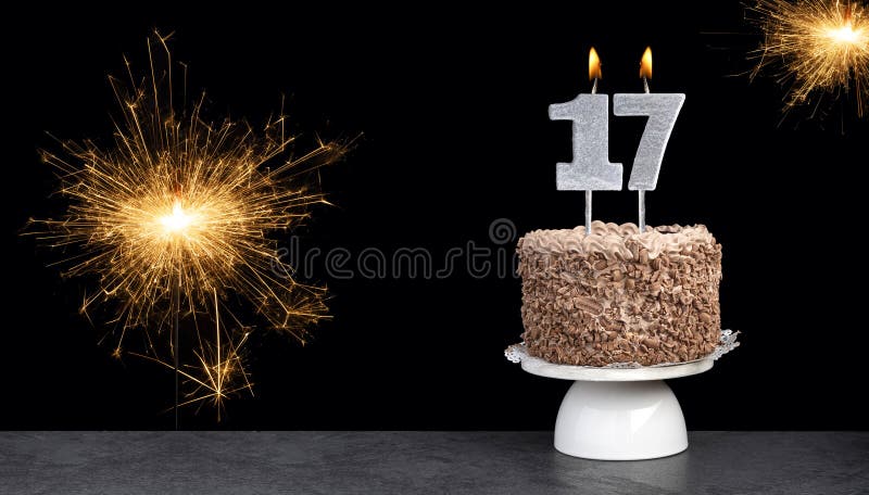Birthday Celebration with Cake and Candle Number 17 Stock Photo - Image ...