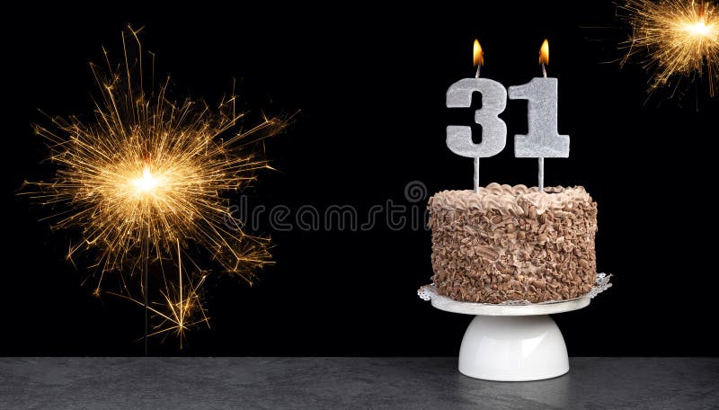 Birthday Celebration with Cake and Candle Number 31 Stock Illustration ...