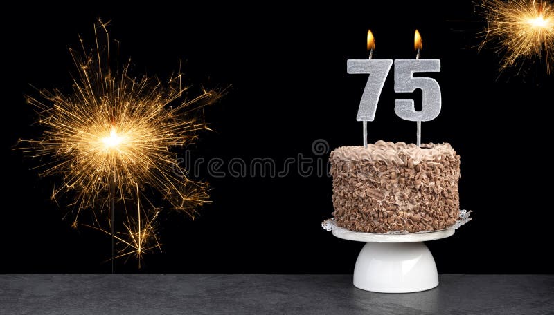 Birthday Celebration with Cake and Candle Number 75 Stock Image - Image ...