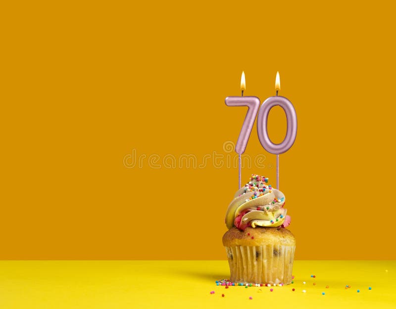 Birthday Celebration with Cupcake - Candle Number 70 Stock Image ...