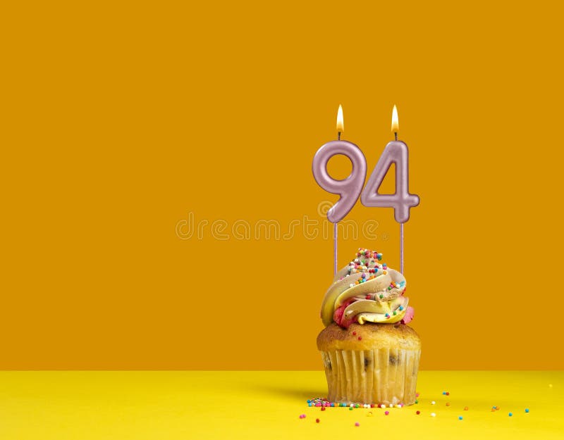 Birthday Celebration with Cupcake - Candle Number 94 Stock Photo ...