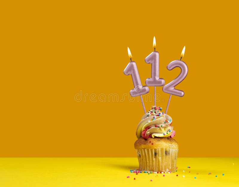 Birthday Celebration with Cupcake - Candle Number 112 Stock ...