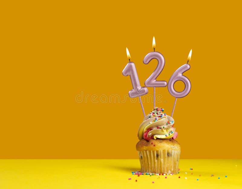 Birthday Celebration with Cupcake - Candle Number 126 Stock Image ...