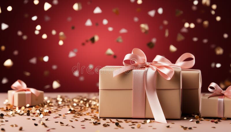 Birthday Celebration with a Gift Box Wrapped in Gold Paper Generated by ...