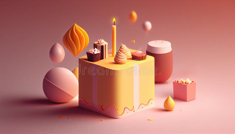 Birthday Celebration Gift Shaped Cake, Candlelight. Generative AI ...