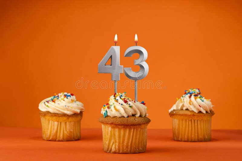 Birthday Celebration in Orange Color - Candle Number 43 Stock Photo ...