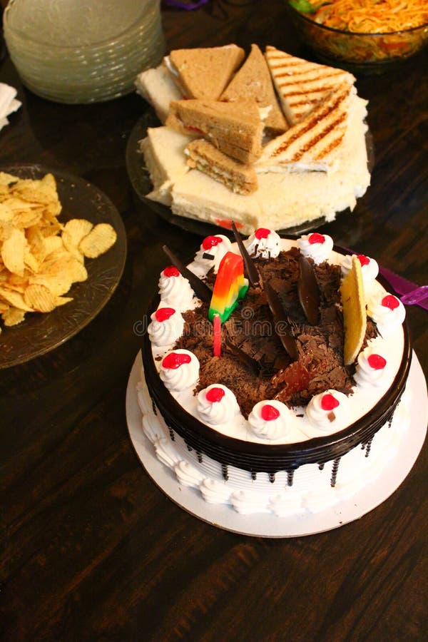 Birthday Celebrations with Cake and Snacks Stock Photo - Image of cake ...