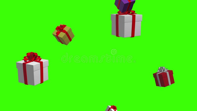 Birthday or Christmas Presents Falling from the Sky on Chroma Key. 3d ... Birthday or Christmas Presents Falling from the Sky on Chroma Key. 3d ...