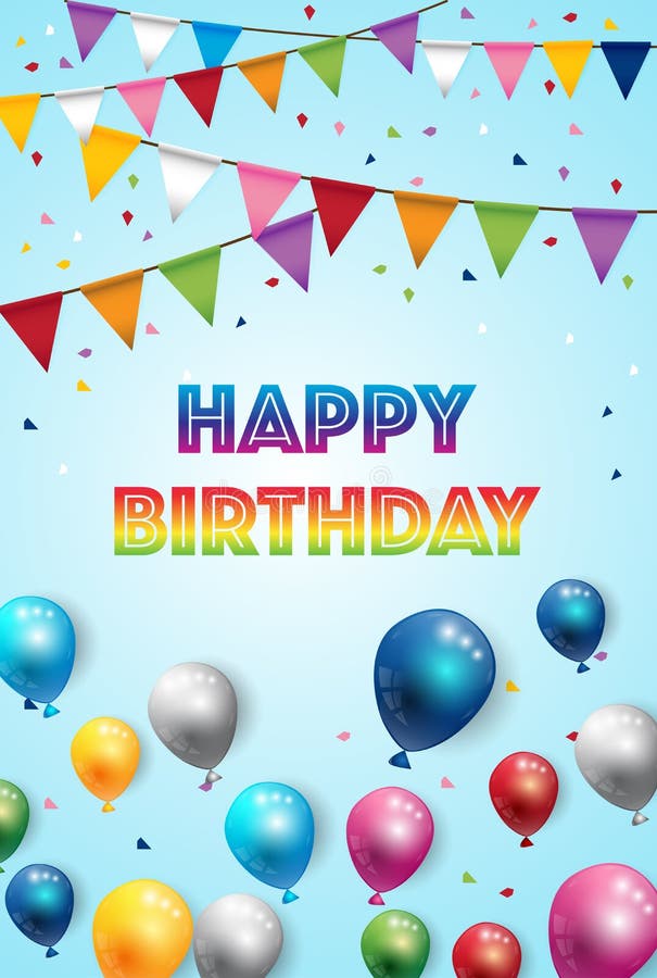 Birthday Color Balloons and Party Flags Background Stock Vector ...