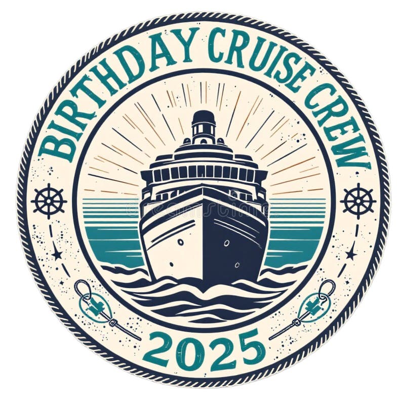 Birthday Cruise Crew 2025 a Stylized Design Showcases a Cruise Ship ...