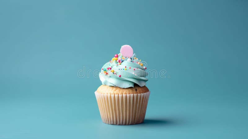 Birthday Cupcake Blue Background Stock Illustration - Illustration of ...
