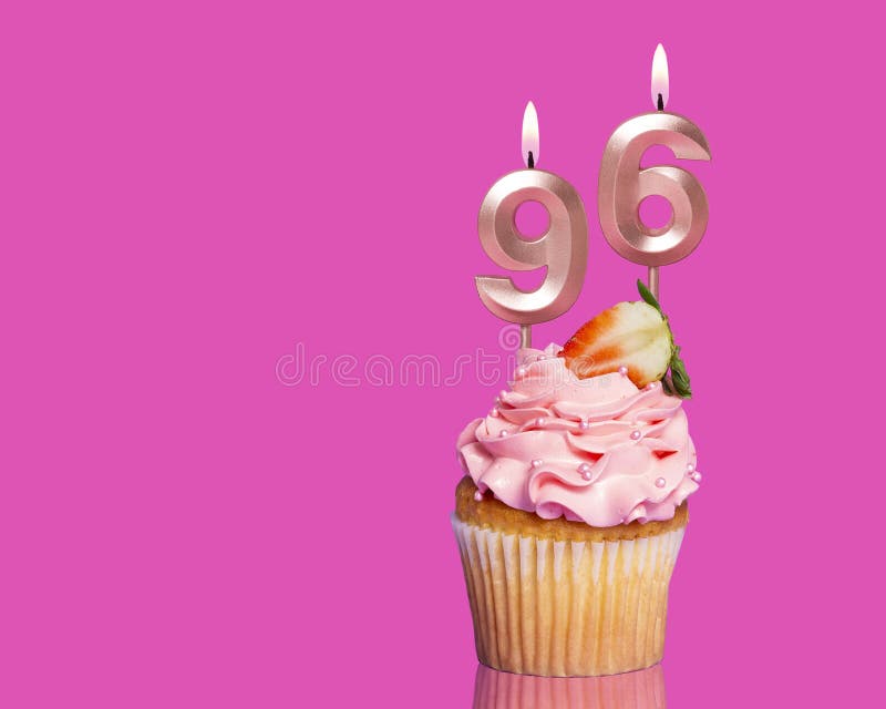Birthday Cupcake with Candle Number 96 Stock Photo - Image of ...