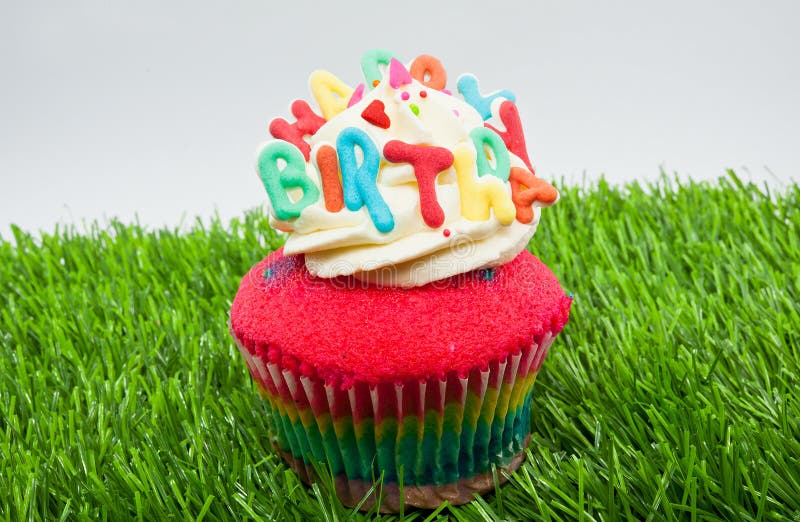 BIRTHDAY CUPCAKE stock photo. Image of multicolored, baked - 32431942