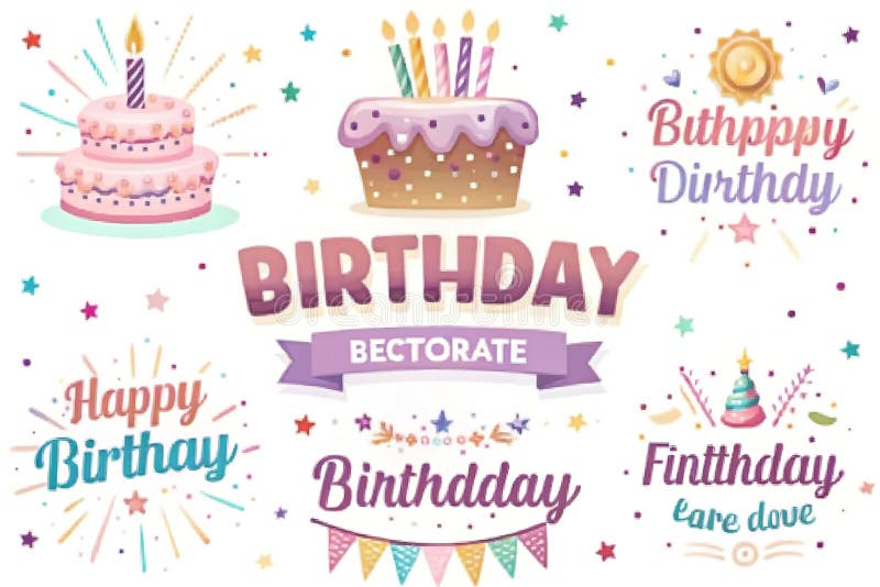 Birthday Decor Elements for Graphic Design Stock Illustration ...