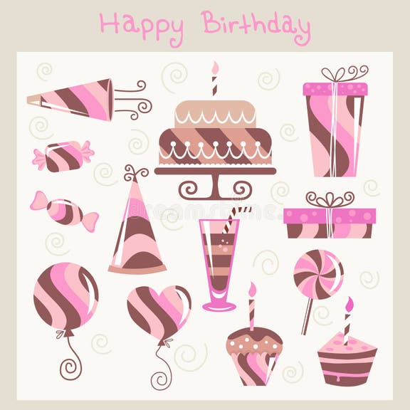 Birthday design elements stock vector. Illustration of candle - 13073131