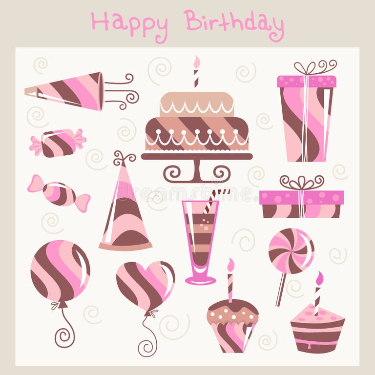 Birthday design elements stock vector. Illustration of candle - 13073131