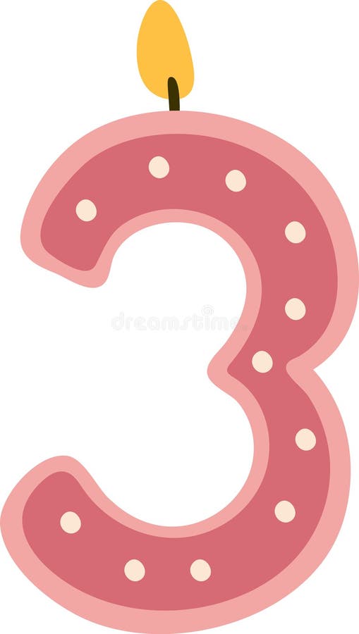 3 Birthday Digit Candle stock vector. Illustration of decoration ...