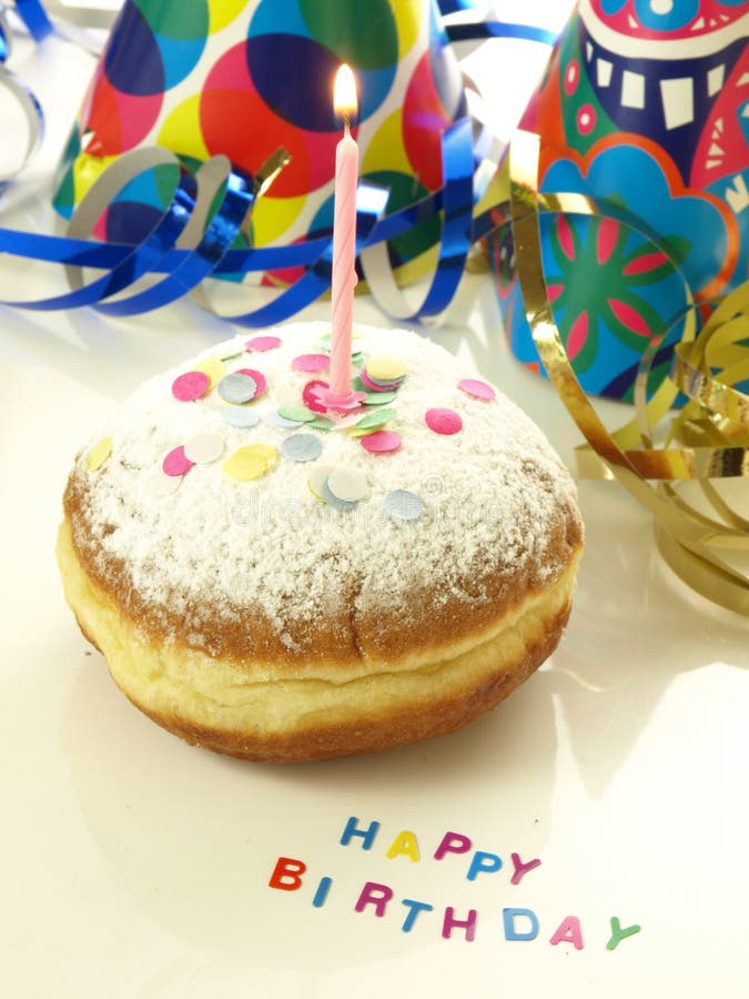 Happy Birthday Card Background with Cute Donut. Stock Vector ...