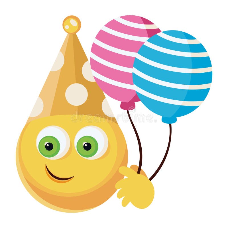 Birthday Emoji with Balloons Stock Vector - Illustration of decoration ...