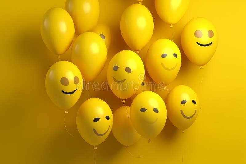 Birthday Emoji Faces Balloons Generative AI Stock Illustration ...