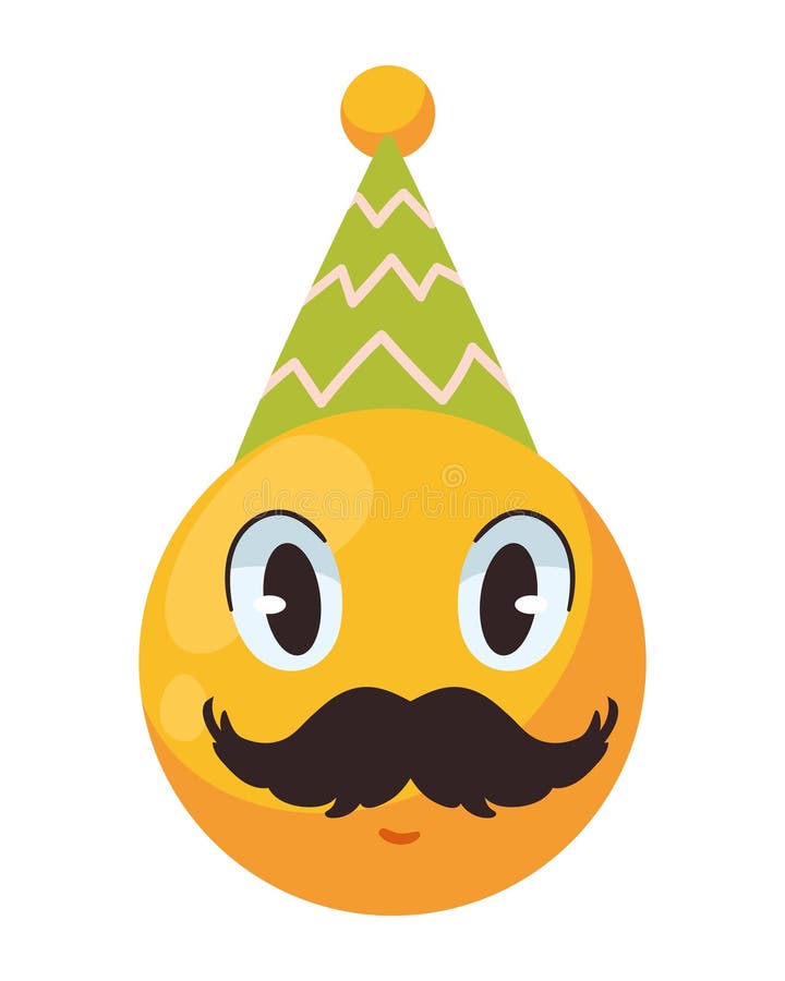 Birthday Emoji with Mustache Stock Vector - Illustration of design ...