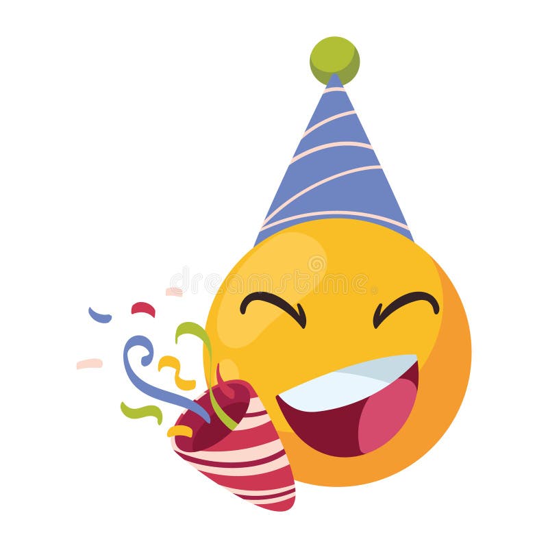 Birthday Emoji with Party Confetti Stock Vector - Illustration of ...