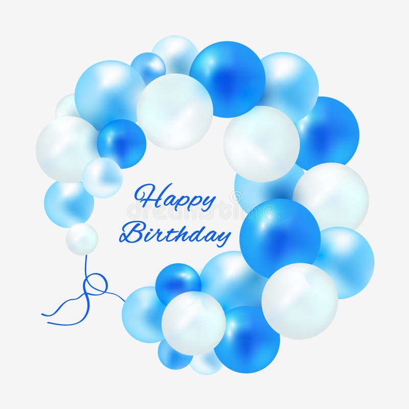 Birthday in a Frame of Blue Balloons Stock Vector - Illustration of ...