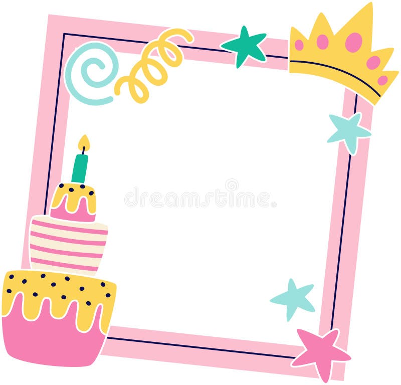 Birthday Frame with Cake stock vector. Illustration of happy - 321742242