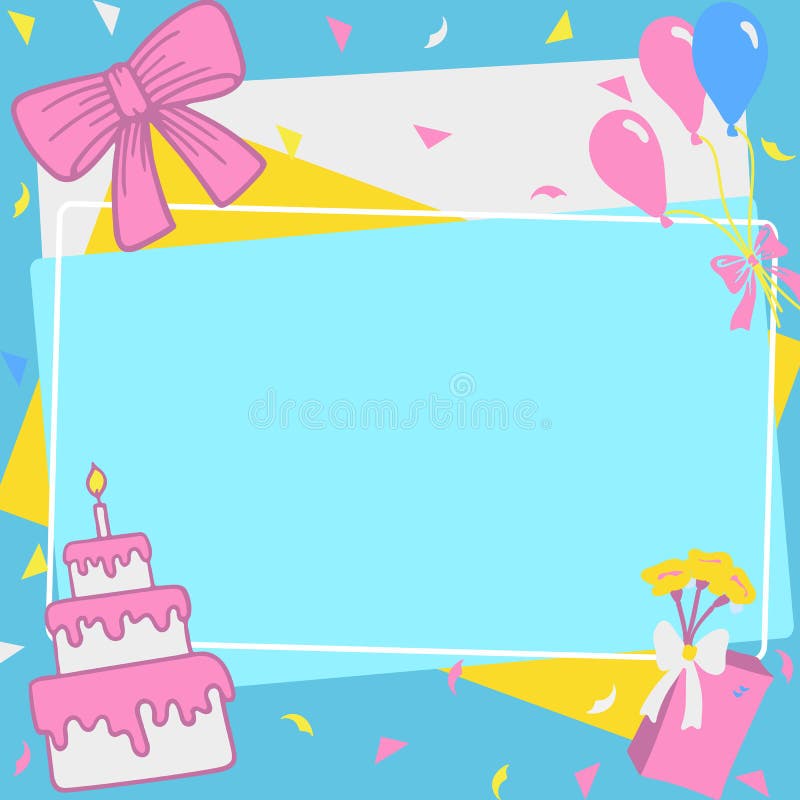 Birthday Frames. Celebration B-day Icon Set. Hand Drawn Elements Stock ...