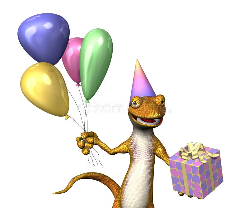 Birthday Gecko 2 stock illustration. Illustration of cute - 8036368