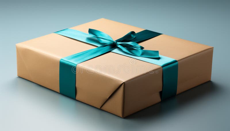 Birthday Gift Box Wrapped in Shiny Blue Wrapping Paper Generated by AI ...