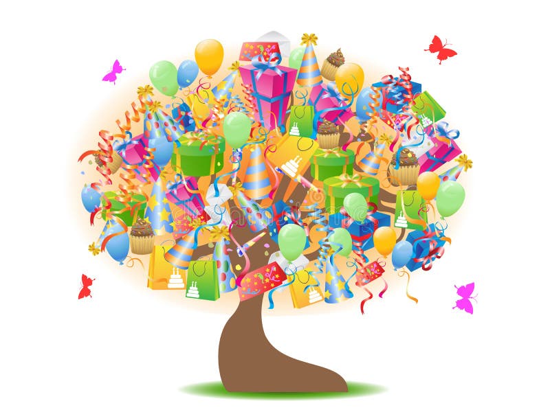 Birthday gifts tree stock vector. Illustration of balloon - 22421875
