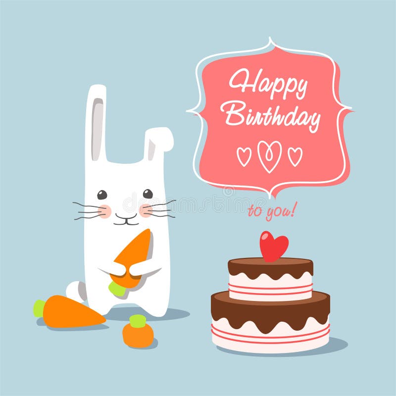 Birthday Greetings - Bunny on a Blue Background Stock Vector ...