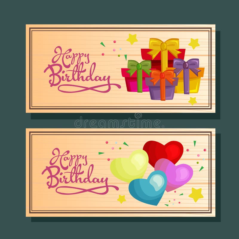 Birthday Horizontal Banner with Present and Gift Stock Vector ...
