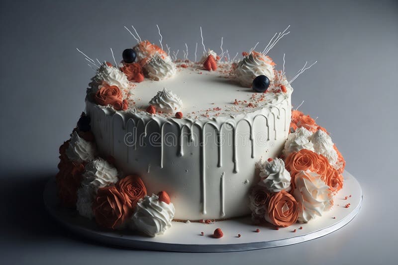 A Birthday Icing Cake with Icing Decoration Stock Illustration ...