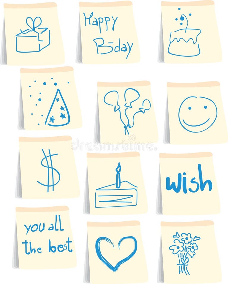 Birthday Reminder Sticky Note Stock Illustrations – 75 Birthday ...