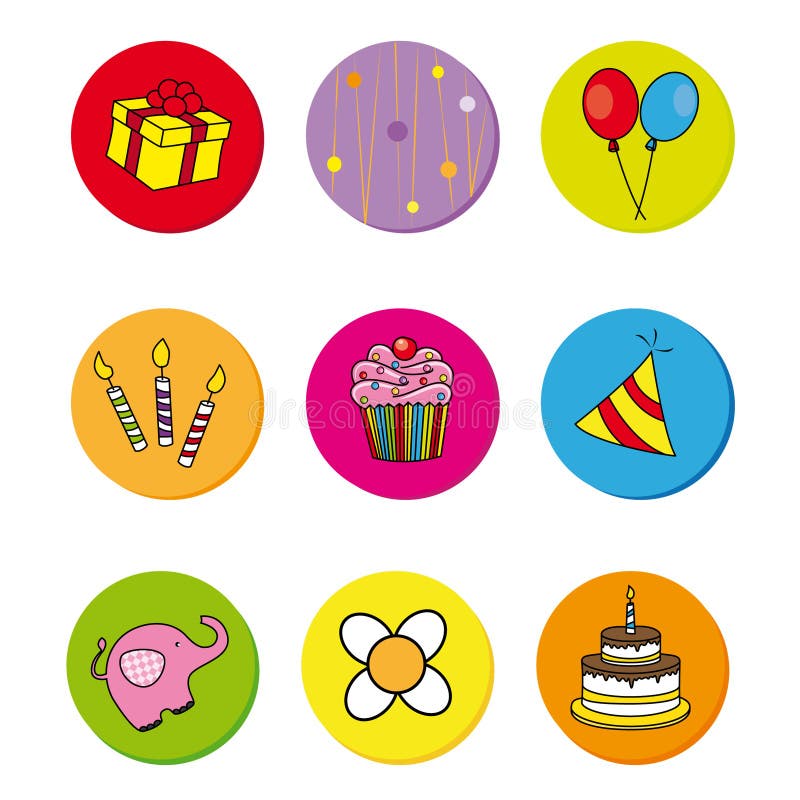 Birthday icons stock vector. Illustration of colors, party - 19742324